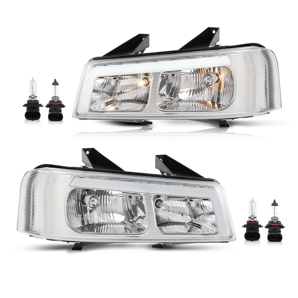 CROSSDESIGN Pair LED Headlights Lamp Clear / Chrome Fit For 2003-19 ...