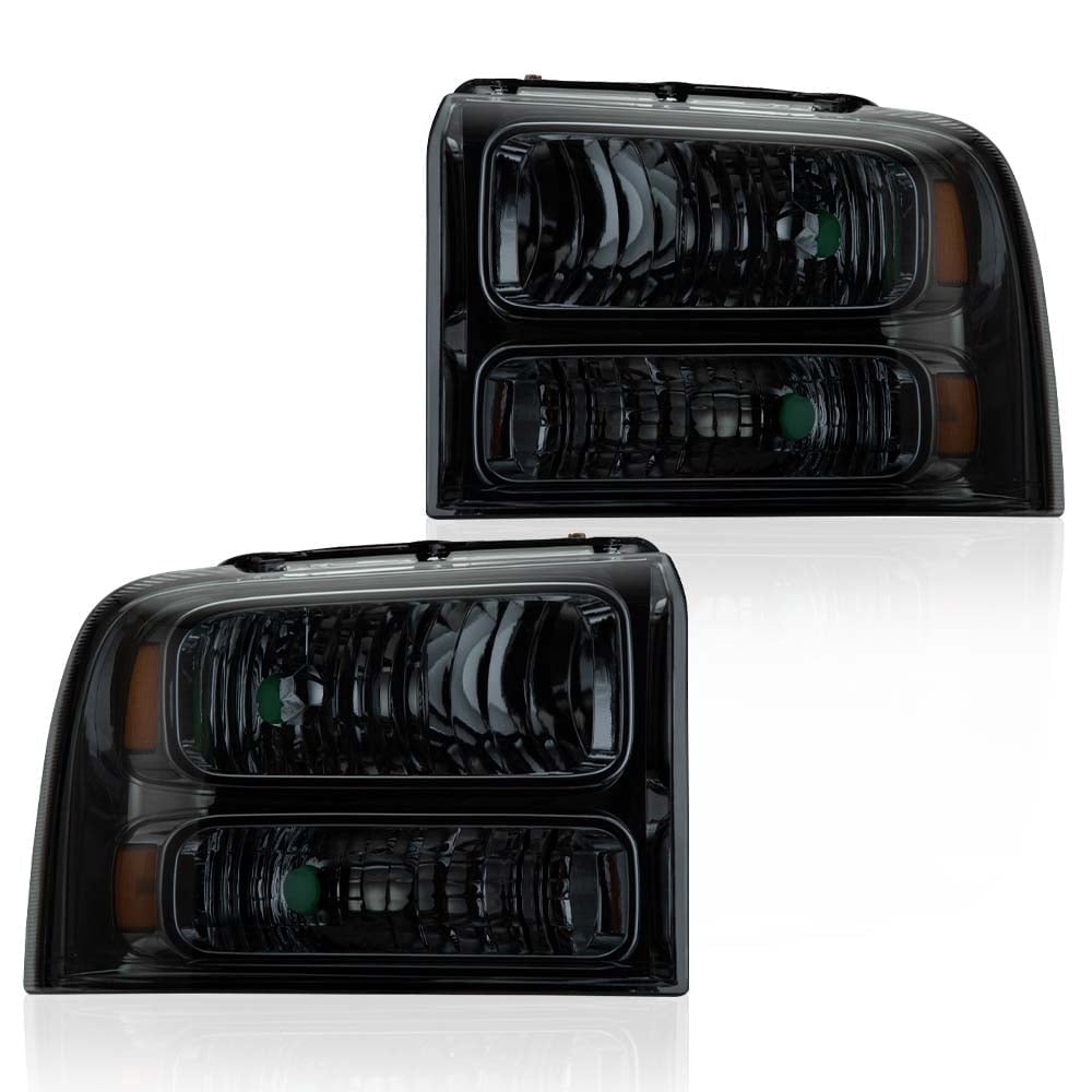 CROSSDESIGN Pair Smoke Headlights Lamps Fit for 2005-2007 Ford F250 ...