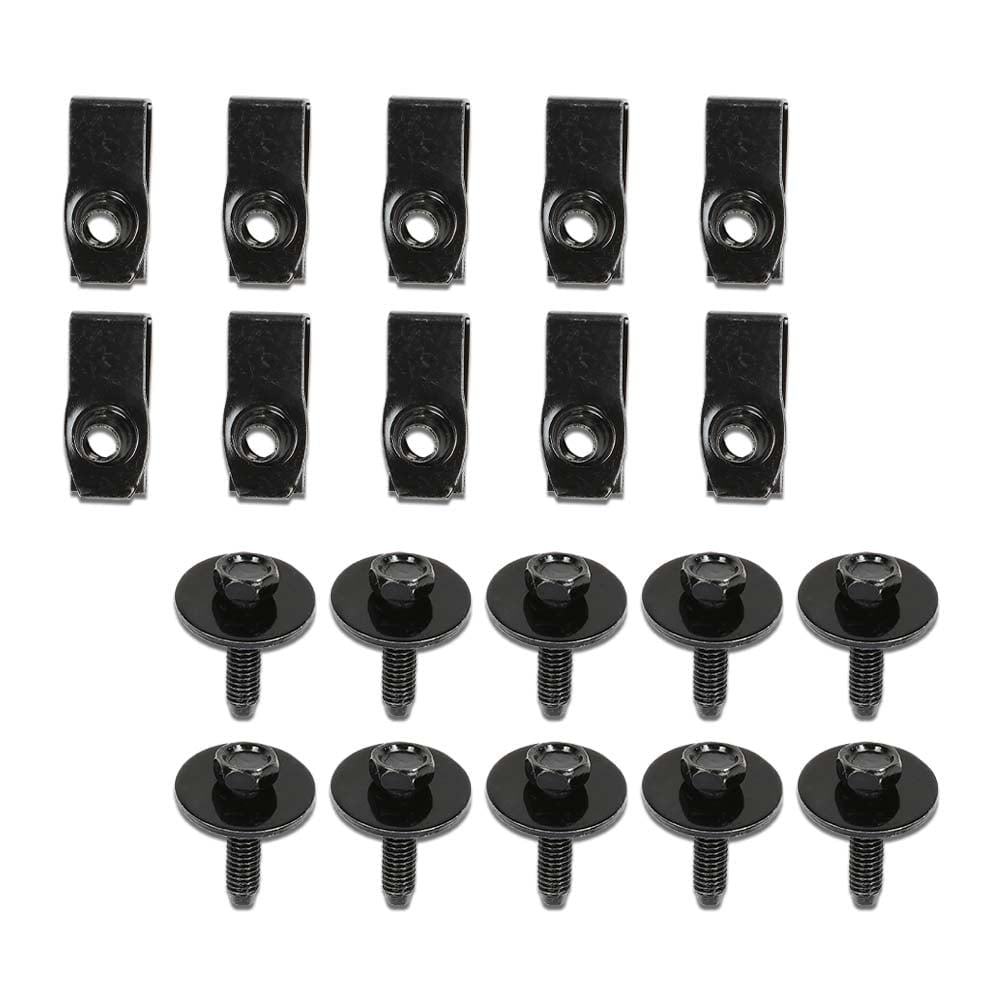CROSSDESIGN Truck Body Bolts & U-nut Clips- M6-1.0 x 25mm- 10mm Hex- 20 ...