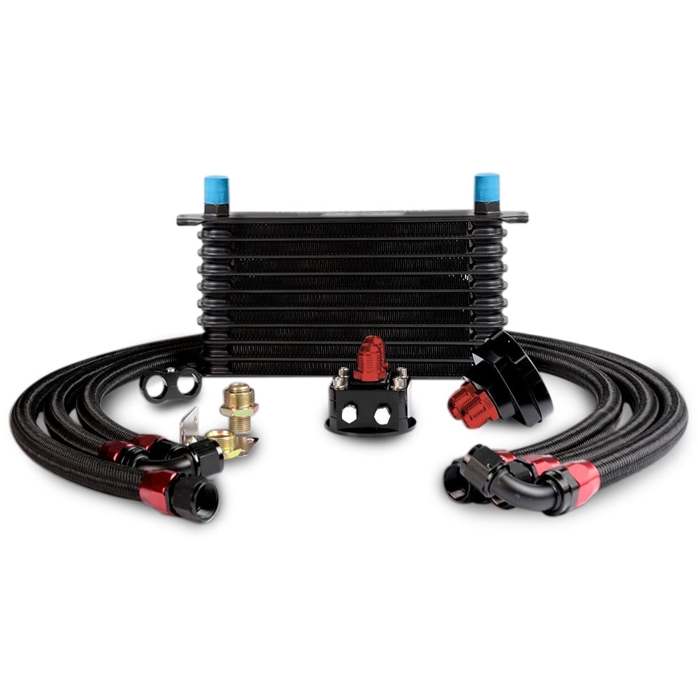 CROSSDESIGN Universal 10 Row AN10 Engine Transmission Oil Cooler Kit ...