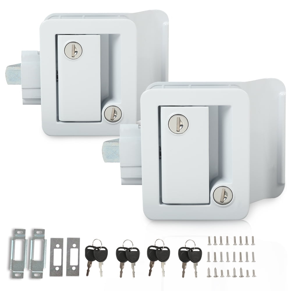 CROSSDESIGN White RV Entry Door Lock Handle Knob w/ Deadbolt Camper ...
