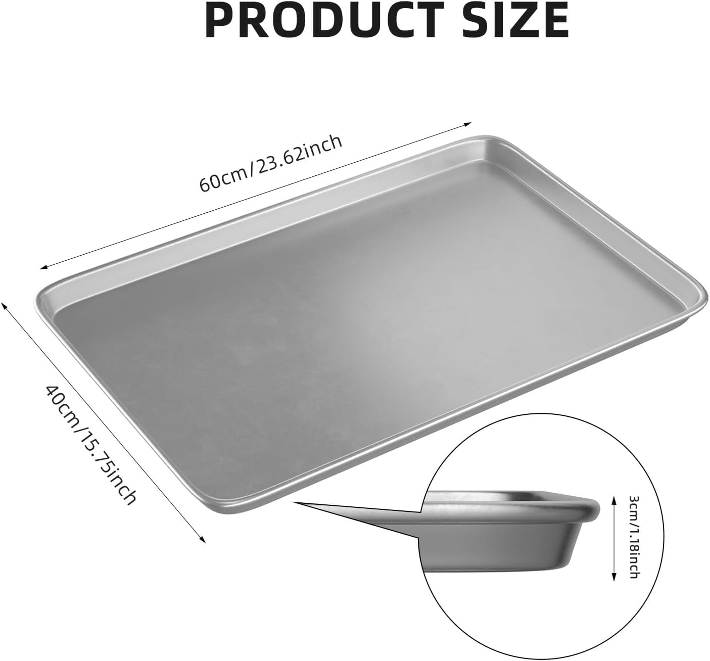 CROSSON 16× 24 Inch Cookie Sheet Pans Set of 3 - Baking Tray Jelly Roll ...