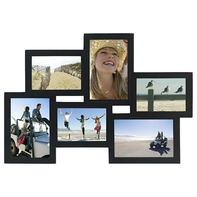CROSSROADS Black 6 multi-opening collage frame for 3one-half inchx5 4x6 ...