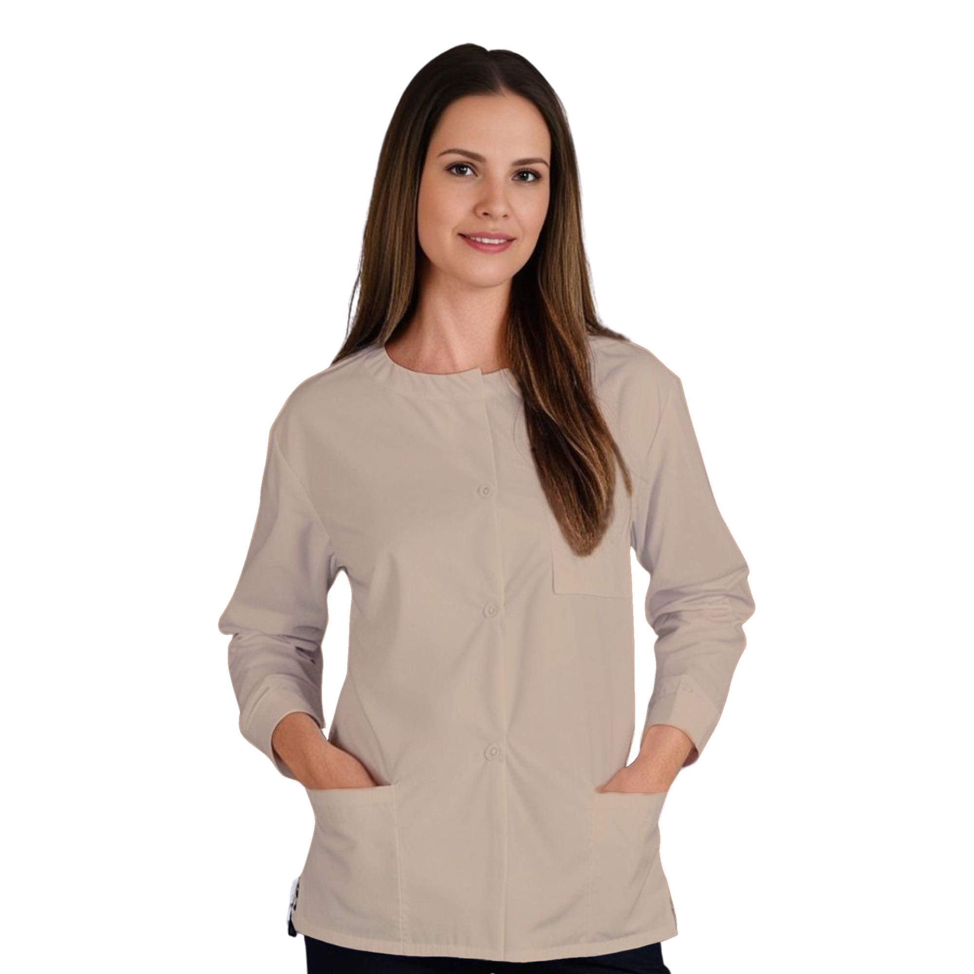 CROWN CRAZE Women's Scrub Jacket Front Snap Button Medical Warm Up ...