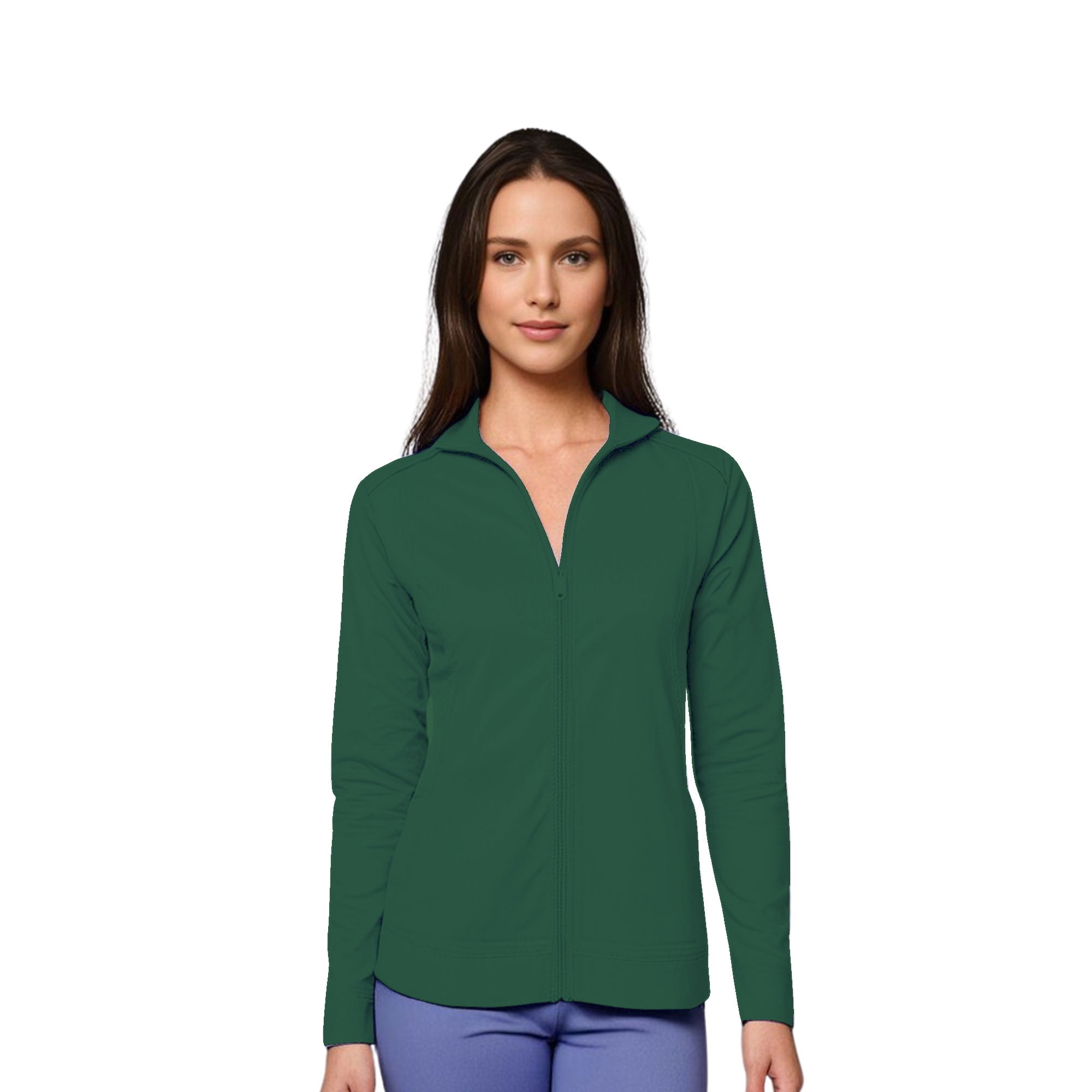 CROWN CRAZE Women's Scrubs Jacket Long Sleeve Front Zip Warm-up Medical ...