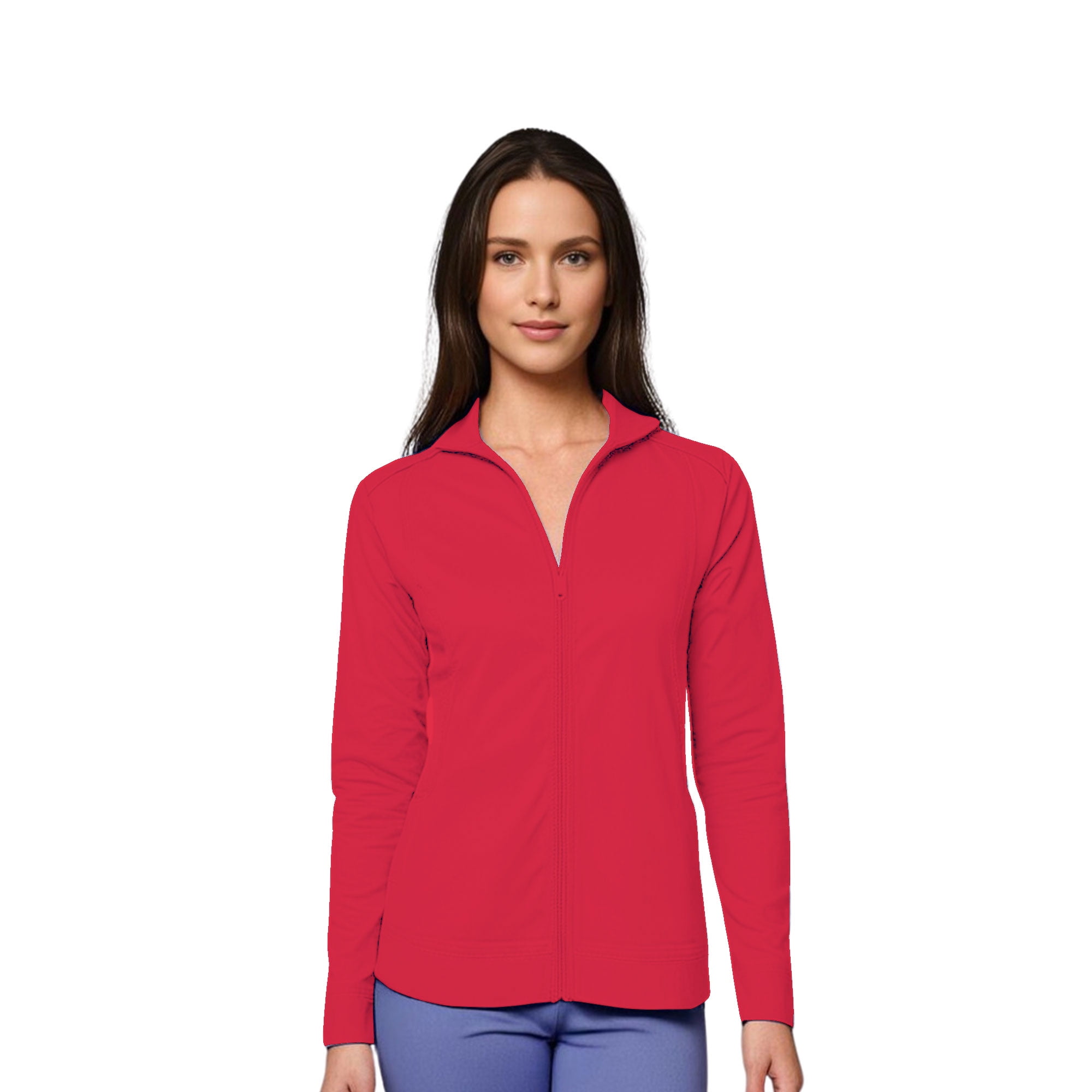 CROWN CRAZE Women's Scrubs Jacket Long Sleeve Front Zip Warm-up Medical ...