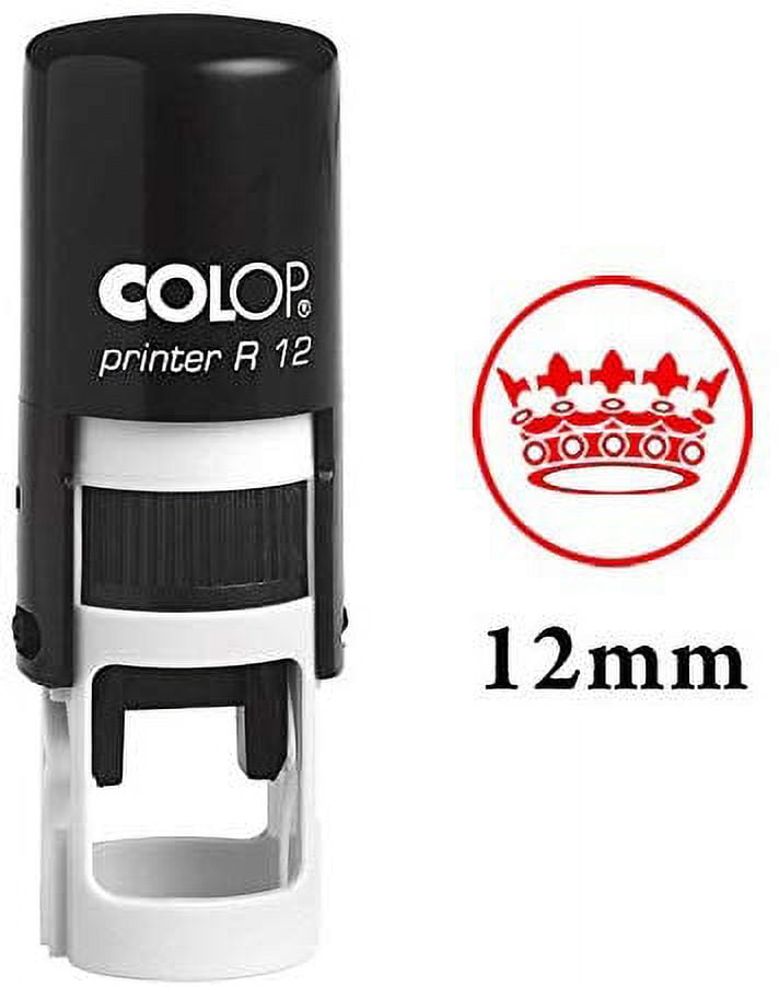 CROWN DESIGNSelf Inking Mini Rubber Stamp Colop Round Decorative ...