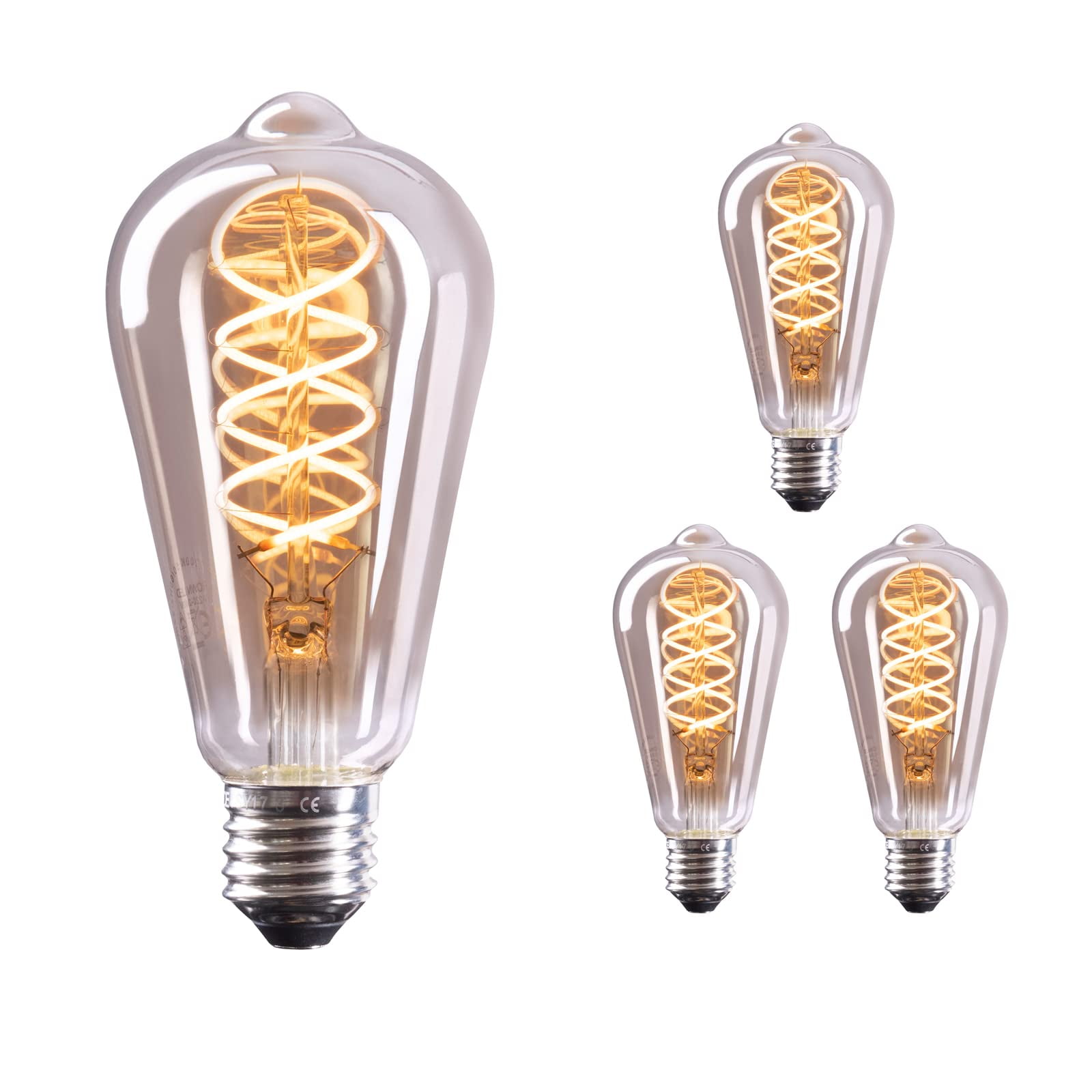CROWN LED 3 x Smoky Edison Light Bulbs E27 Socket in Smoky Glass Look ...