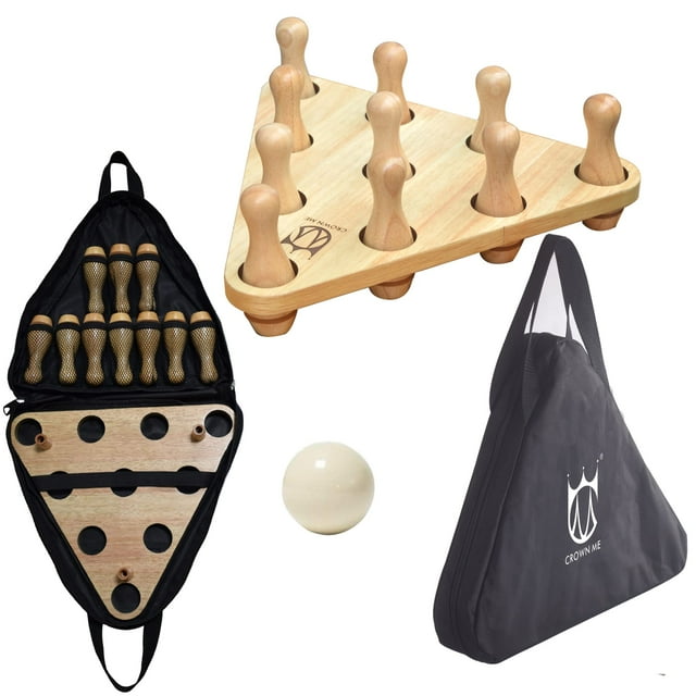 CROWN ME Shuffleboard Bowling Pin Set with H2FSD10 Pcs Premium Hardwood ...