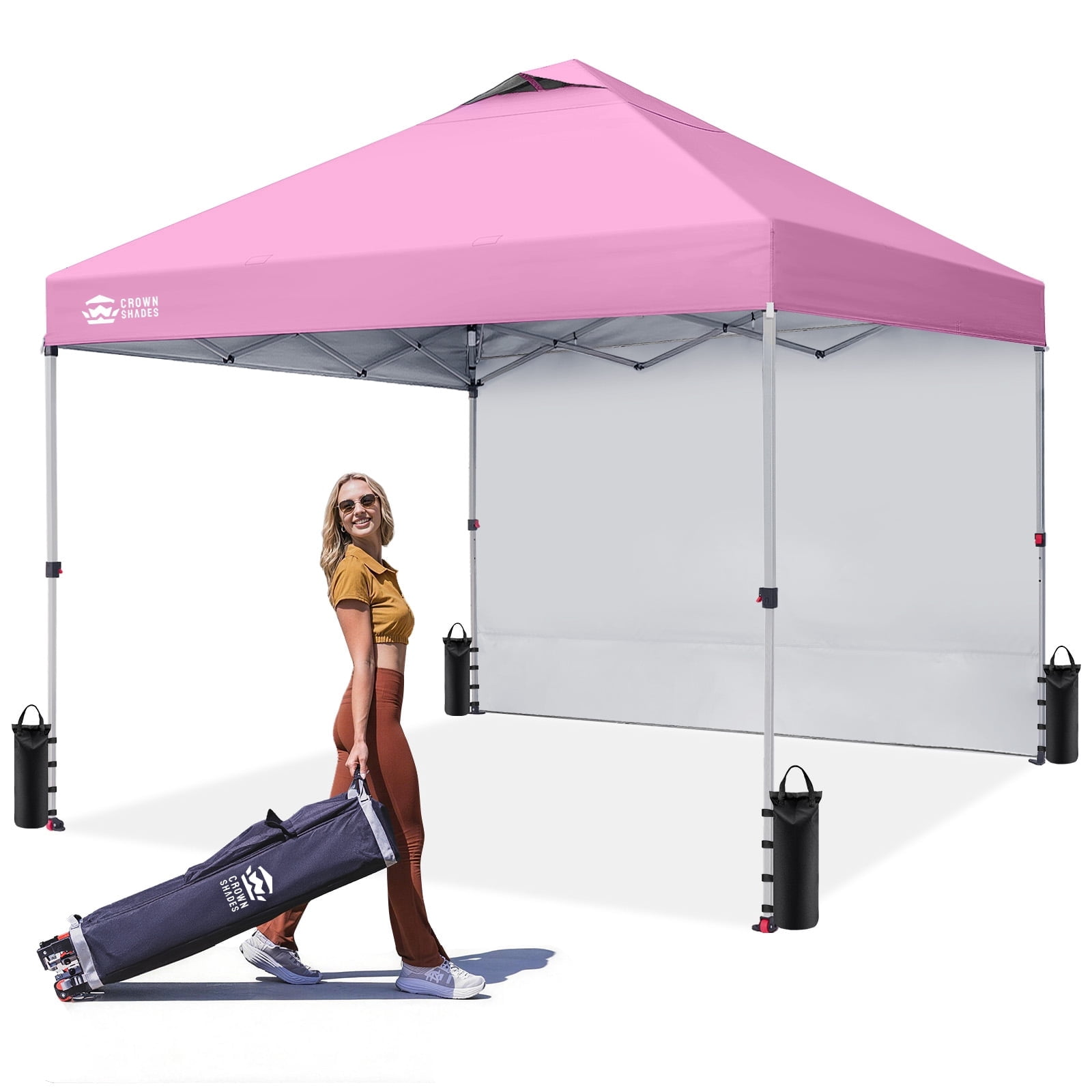 Crown Shades, Instant Canopy Tent, 10'x10' with Sidewall, Pink ...