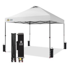 CROWN SHADES 10x10 Pop Up Canopy Tent with One Push Setup Easy Outdoor ...