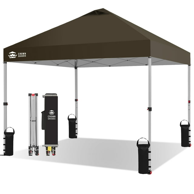 CROWN SHADES 10x10 Pop Up Canopy Tent with One Push Setup Easy Outdoor ...