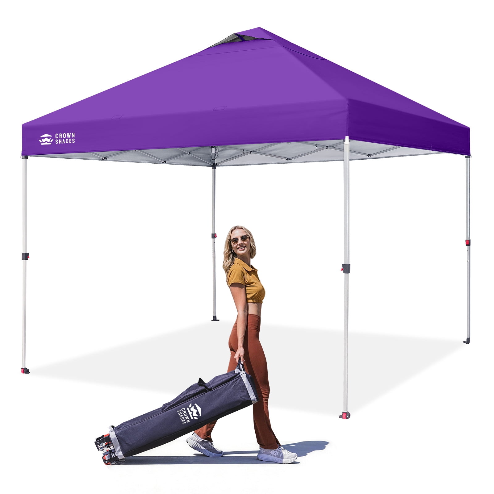 Crown Shades 10x10 Pop Up Canopy Tent, Purple, One Push Setup, UV ...