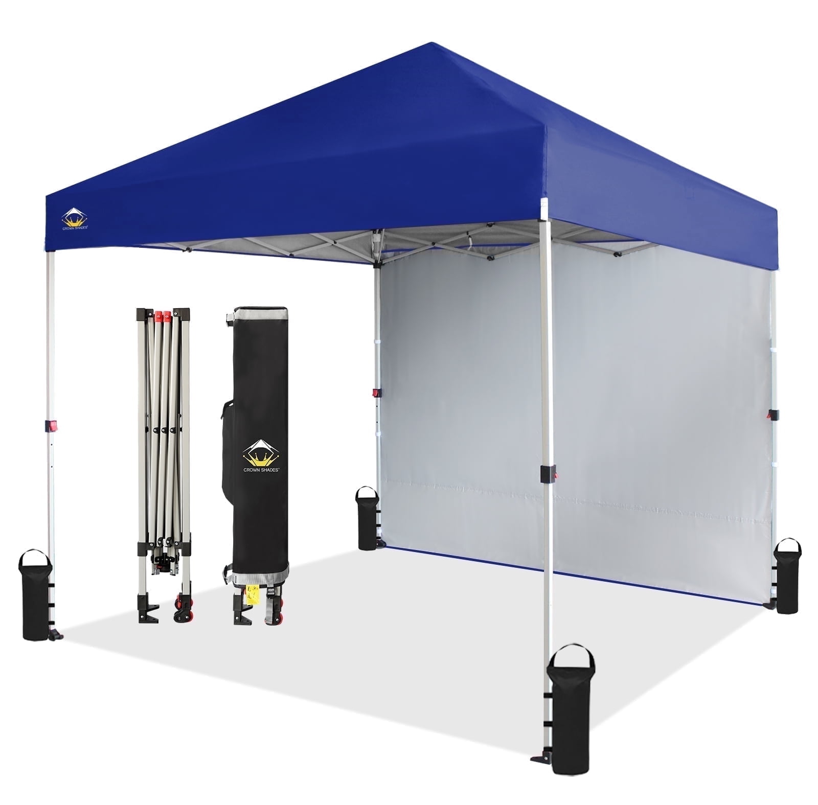 CROWN SHADES 8x8 Pop Up Canopy with 1 Side Wall One Push Setup Easy ...