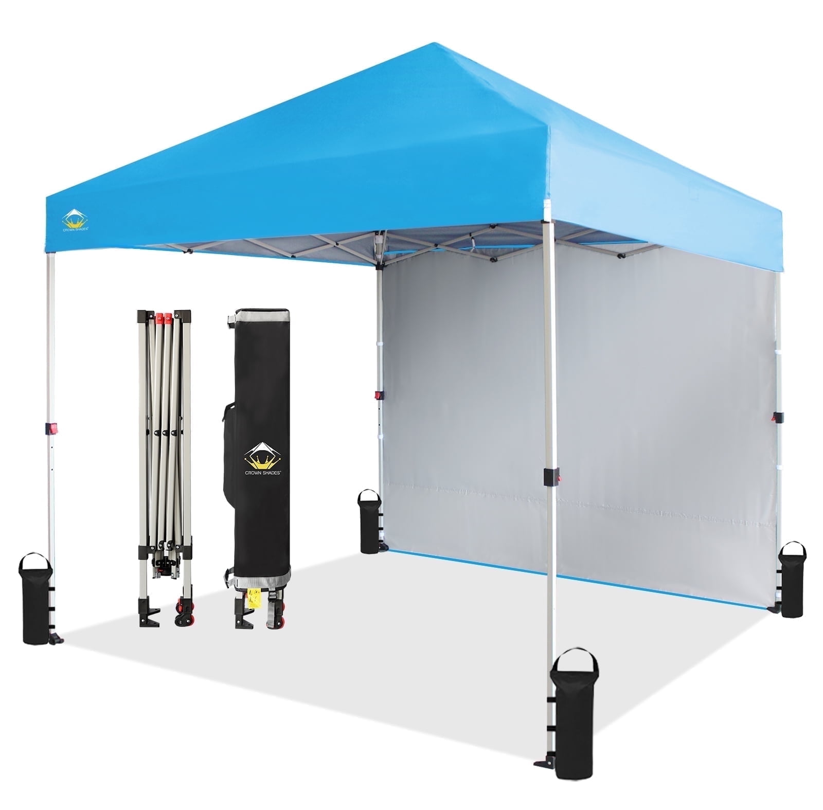 CROWN SHADES 8x8 Pop Up Canopy with 1 Side Wall One Push Setup Easy ...
