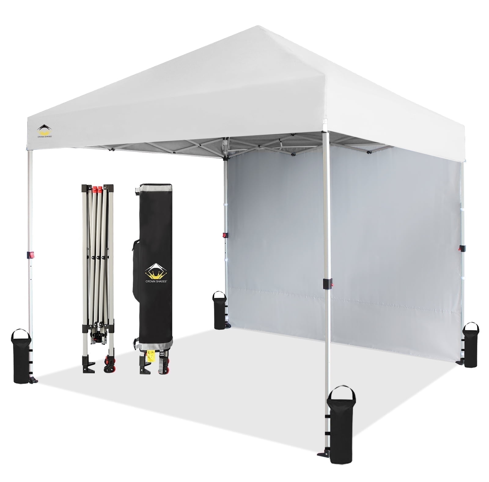 CROWN SHADES 8x8 Pop Up Canopy with 1 Side Wall One Push Setup Easy ...