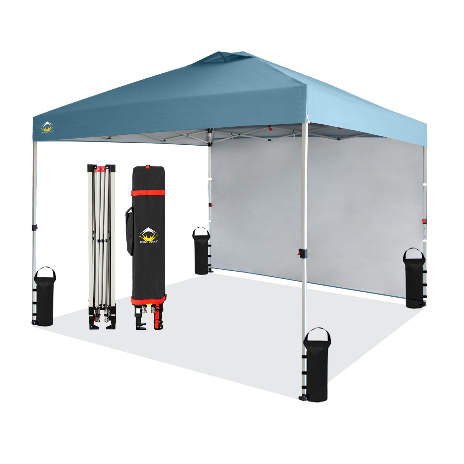 CROWN SHADES Canopy Tent, 10 x 10 Pop Up Gazebo with 1 Sidewall, Center ...