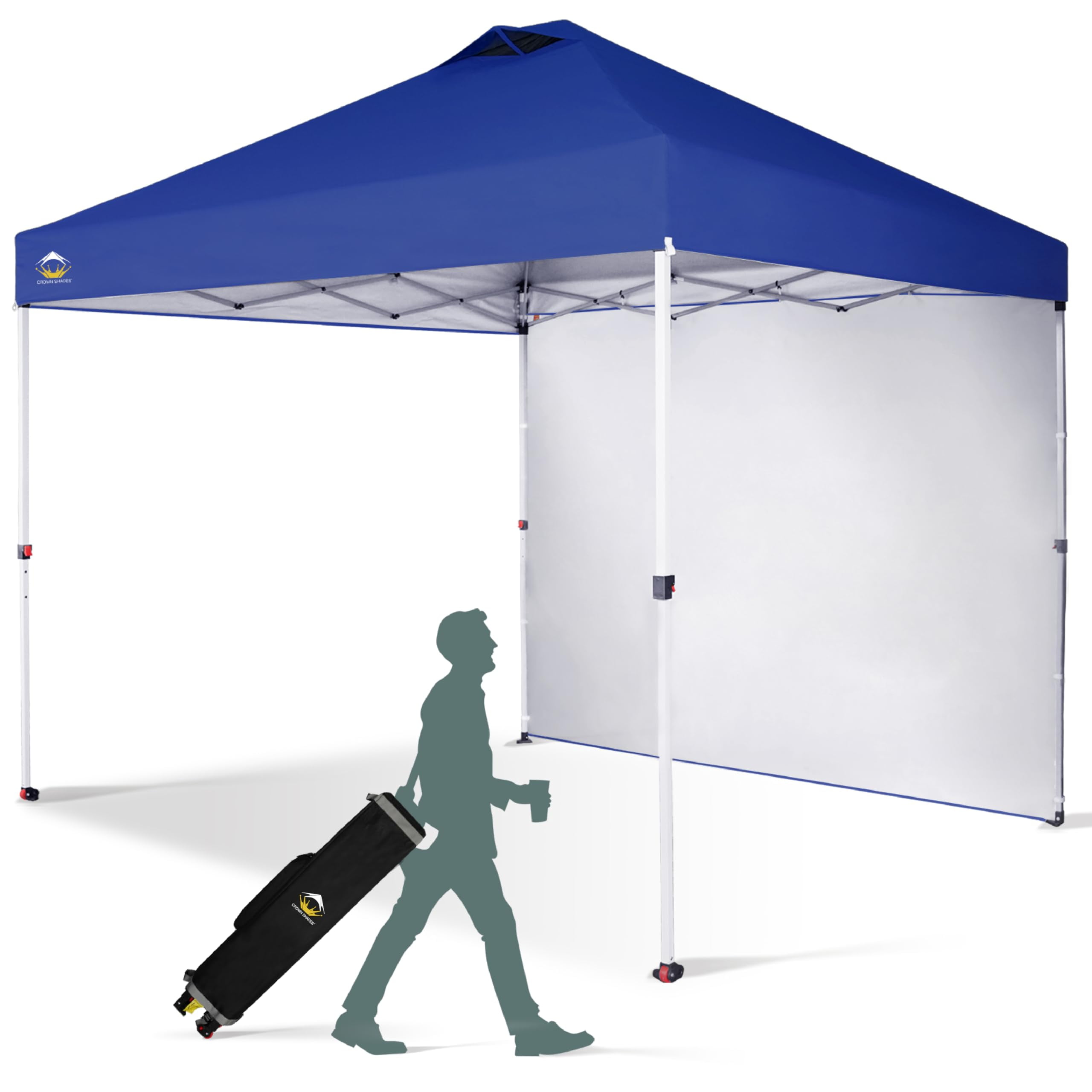 CROWN SHADES Canopy Tent, 10 x 10 Pop Up Gazebo with 1 Sidewall, Center ...