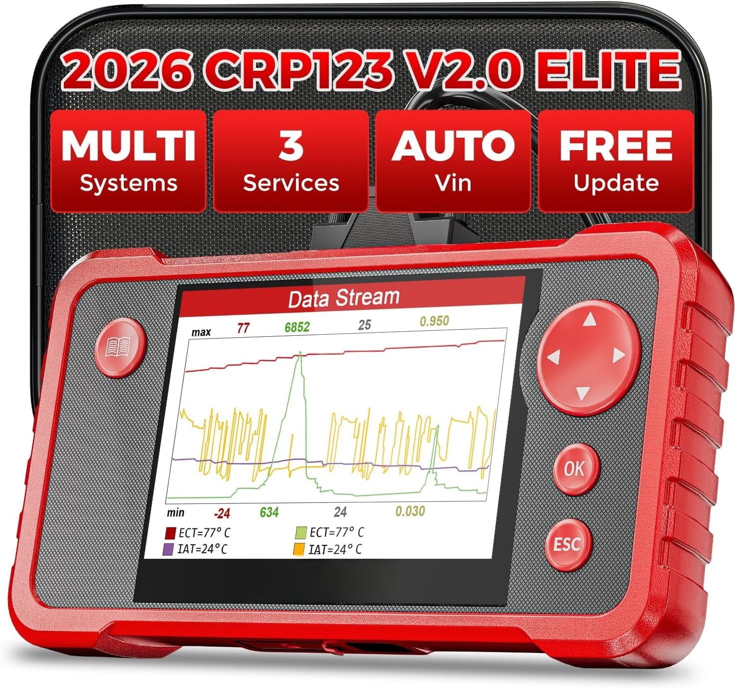 CRP123 V2.0 OBD2 Scanner-2026 Model Engine/ABS/SRS/Transmission ...