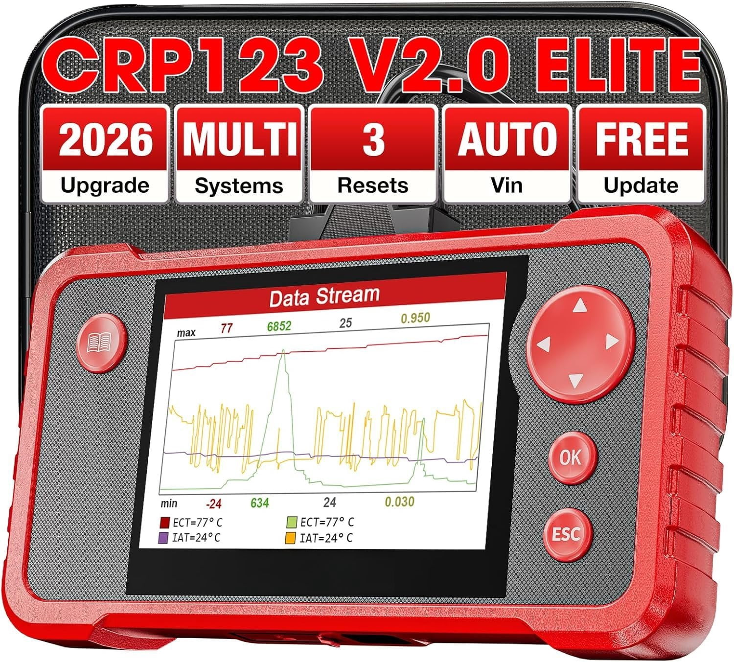 CRP123 V2.0 OBD2 Scanner-2026 Model Engine/ABS/SRS/Transmission ...