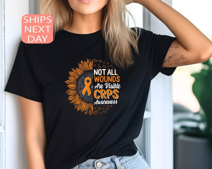 CRPS Awareness Shirt, Orange Ribbon for Women, Awareness Ribbon T-shirt ...
