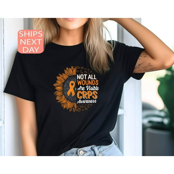 CRPS Awareness Shirt, Orange Ribbon for Women, Awareness Ribbon T-shirt ...