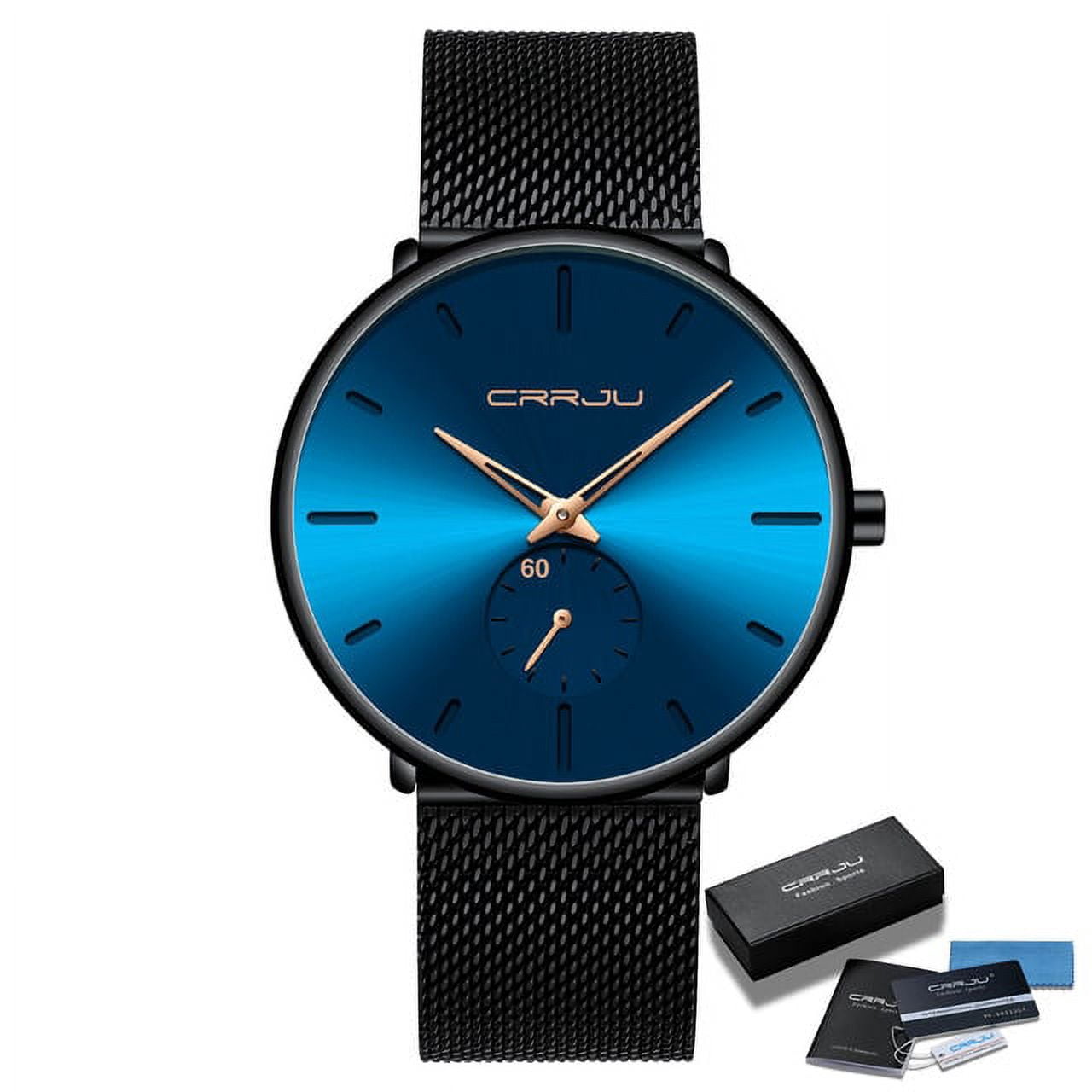 CRRJU Fashion Blue Men Watch Top Luxury Brand Minimalist Ultra thin ...