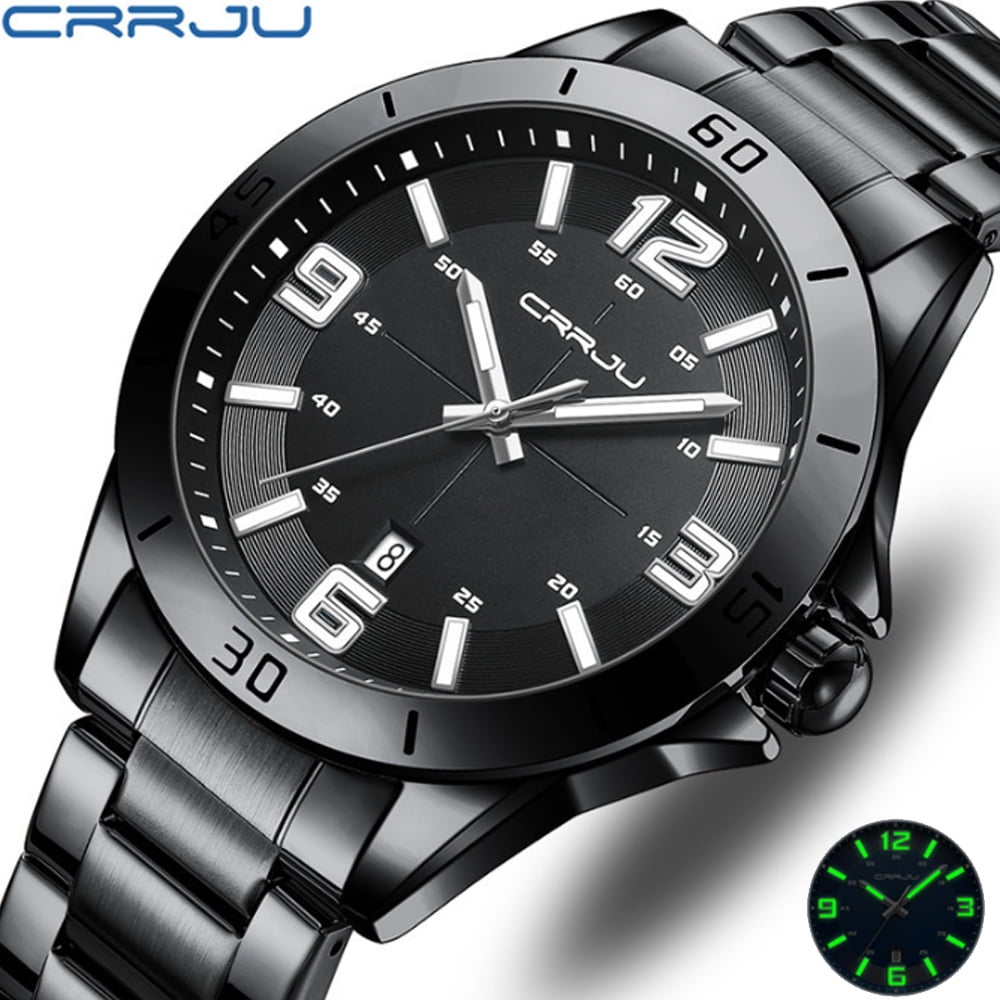 CRRJU Fashion Men Watch Waterproof Male Clock Stainless Steel Square ...