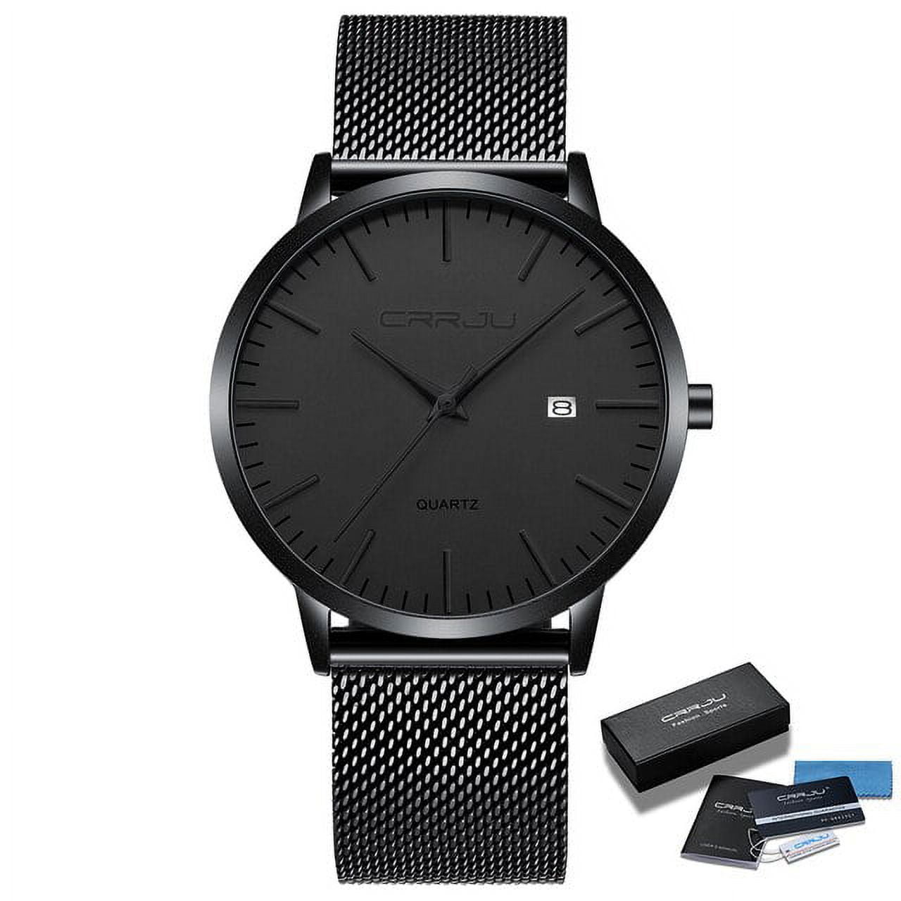 CRRJU Fashion Mens Slim Watches Ultra Thin Cool Quartz Watch Men Date ...
