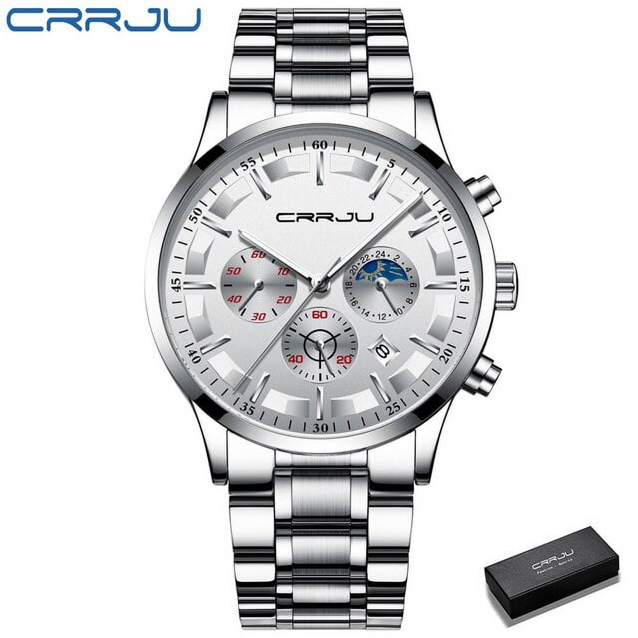 CRRJU Men Watch Chronograph Sport Quartz Full Steel Male Clock ...