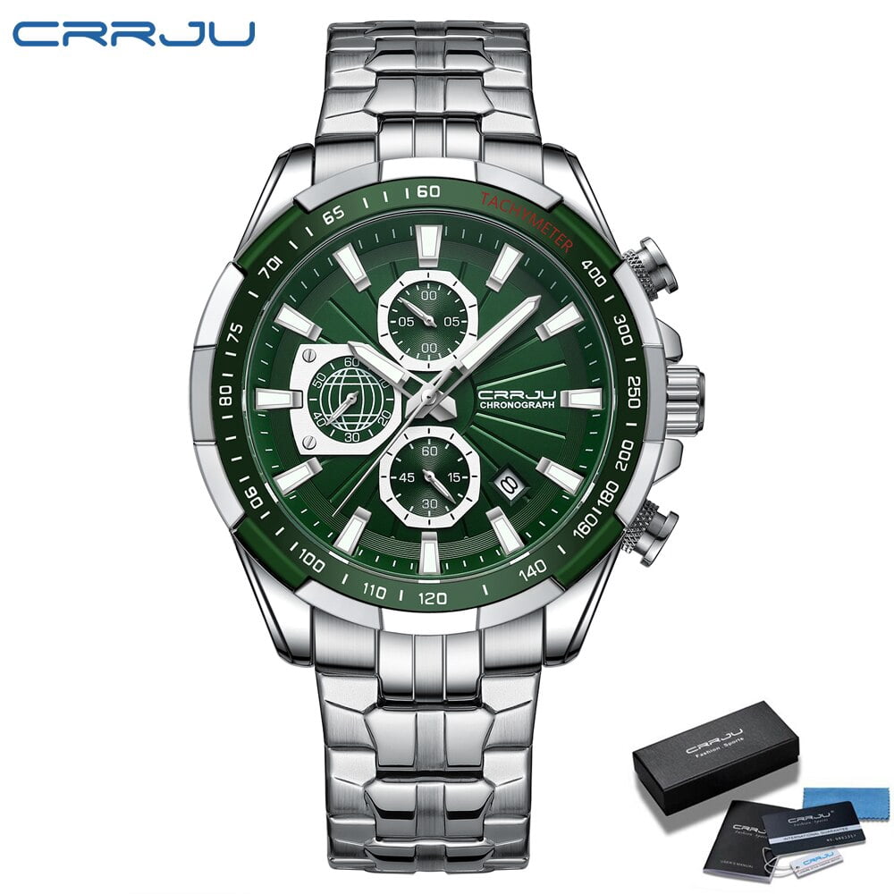CRRJU Men Watch Top Brand Luxury Sports Quartz Mens Watches Full Steel ...