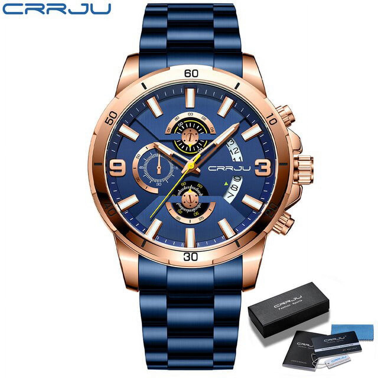 CRRJU Men Watch Top Brand Stainless Steel Business Date Clock ...