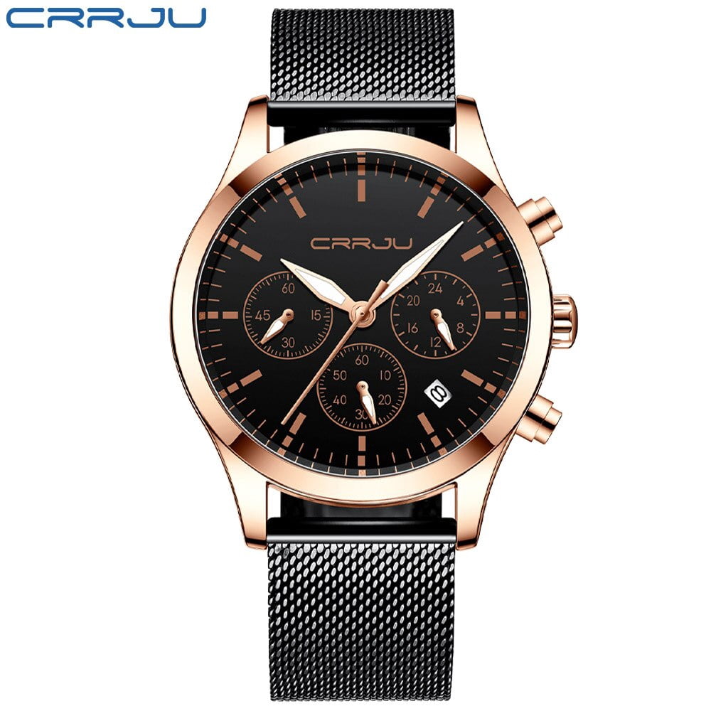 CRRJU Mens Watches with Stainless Steel Waterproof Analog Quartz ...