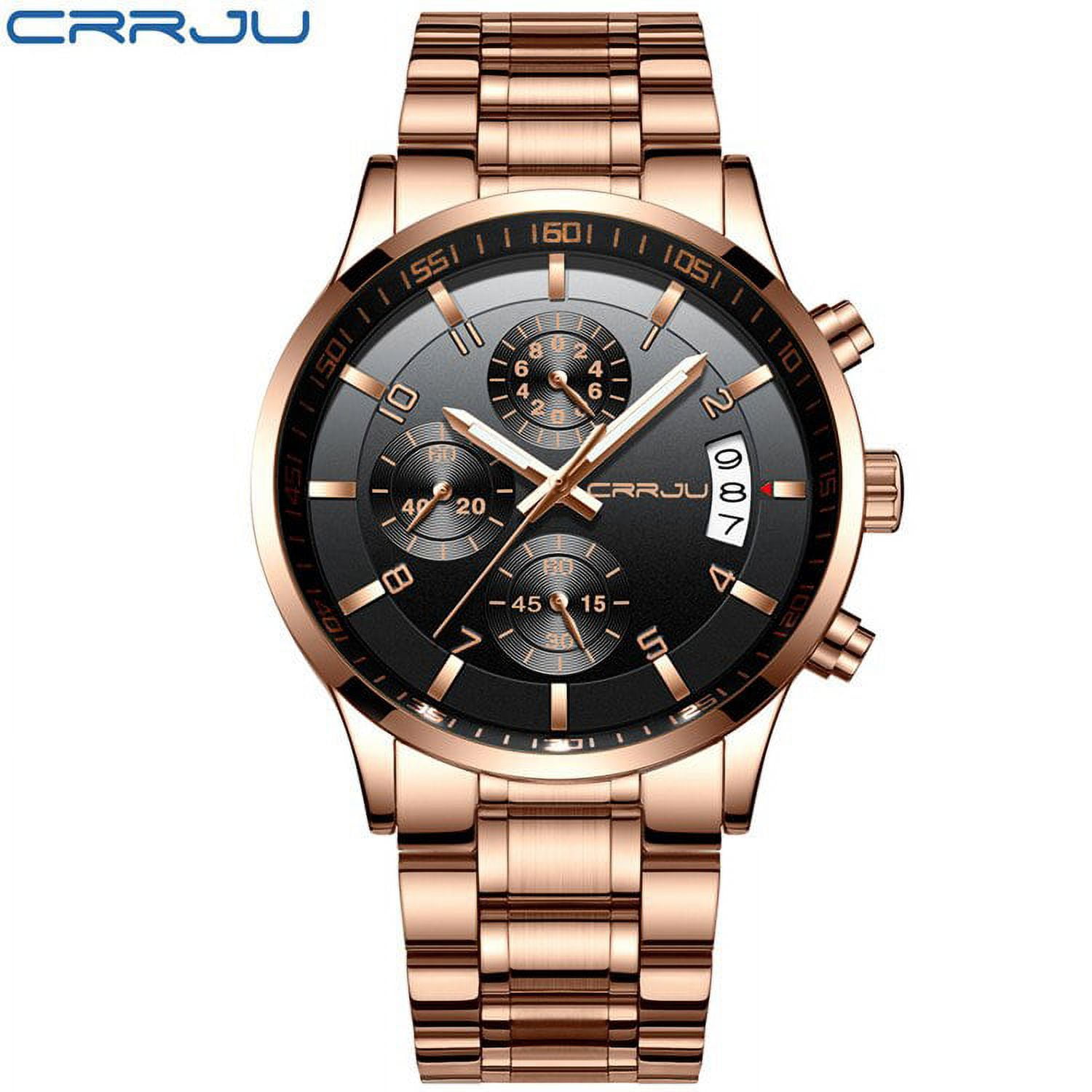 CRRJU Mens Watches with Stainless Steel Waterproof Analog Quartz ...