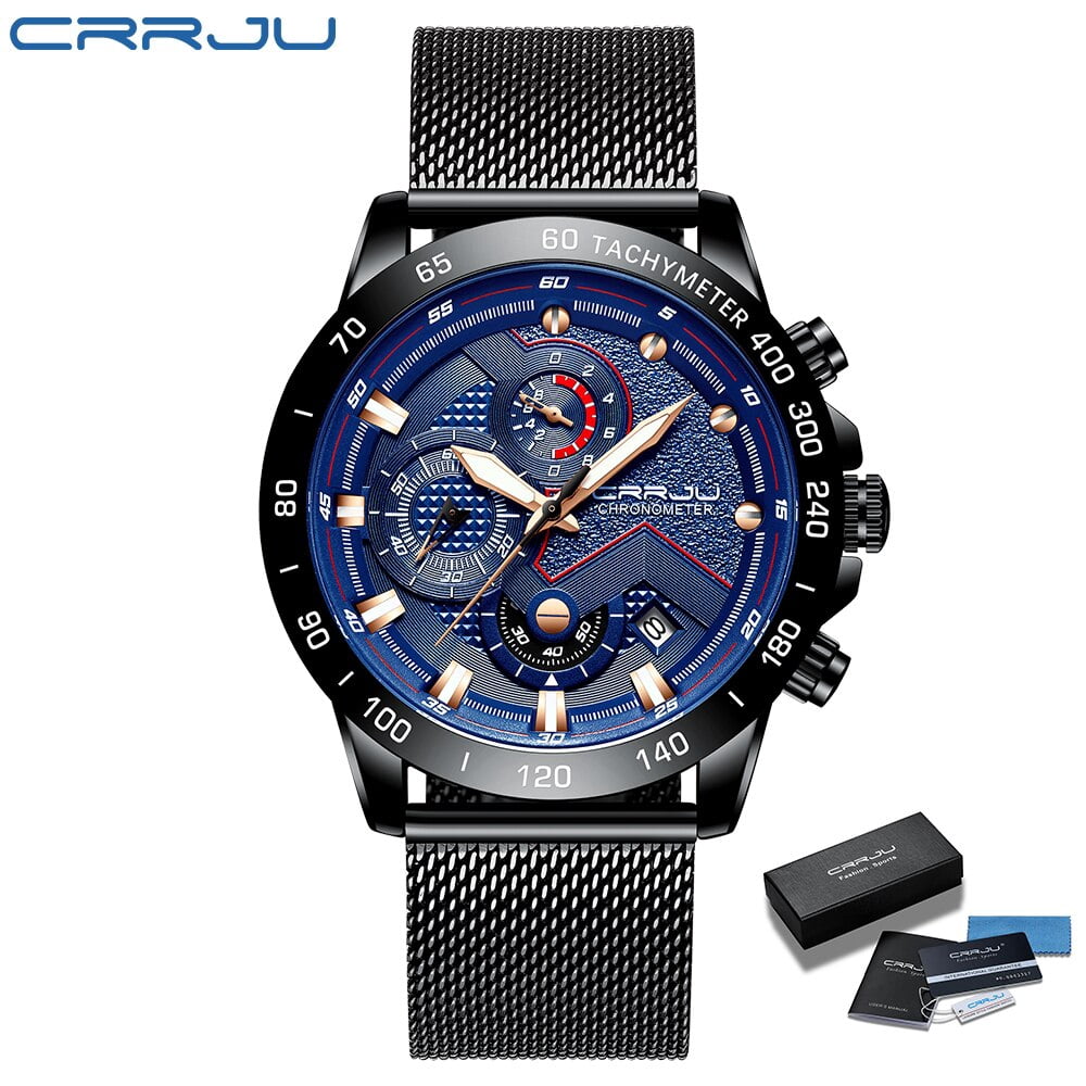 CRRJU New Fashion Men's Watches Waterproof Sport Quartz Style Watch Men ...