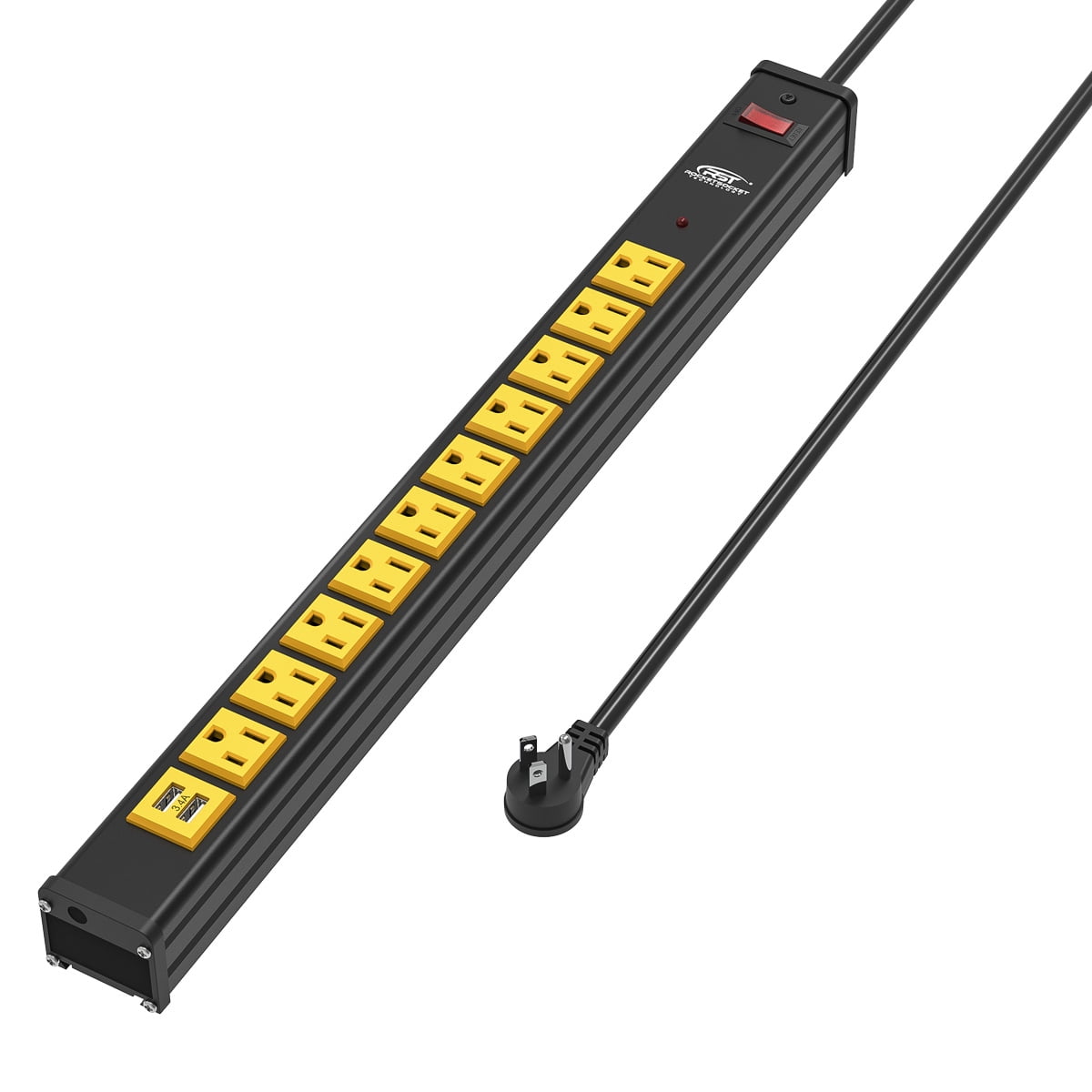 CRST 10-Outlet Power Strip with USB, 6Ft Cord, 15A Circuit Breaker ...