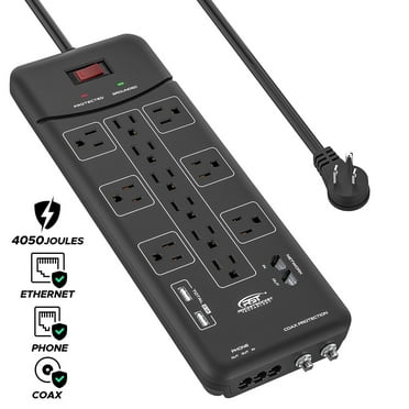 APC 11-Outlet Surge Protector 3020 Joules with Telephone, DSL and ...