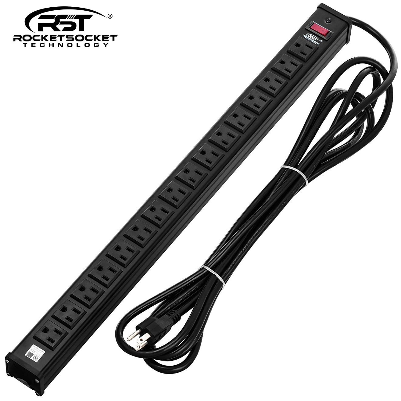 CRST 16-Outlet 15Amps 1875W Metal Power Strip with 15 Feet Long ...