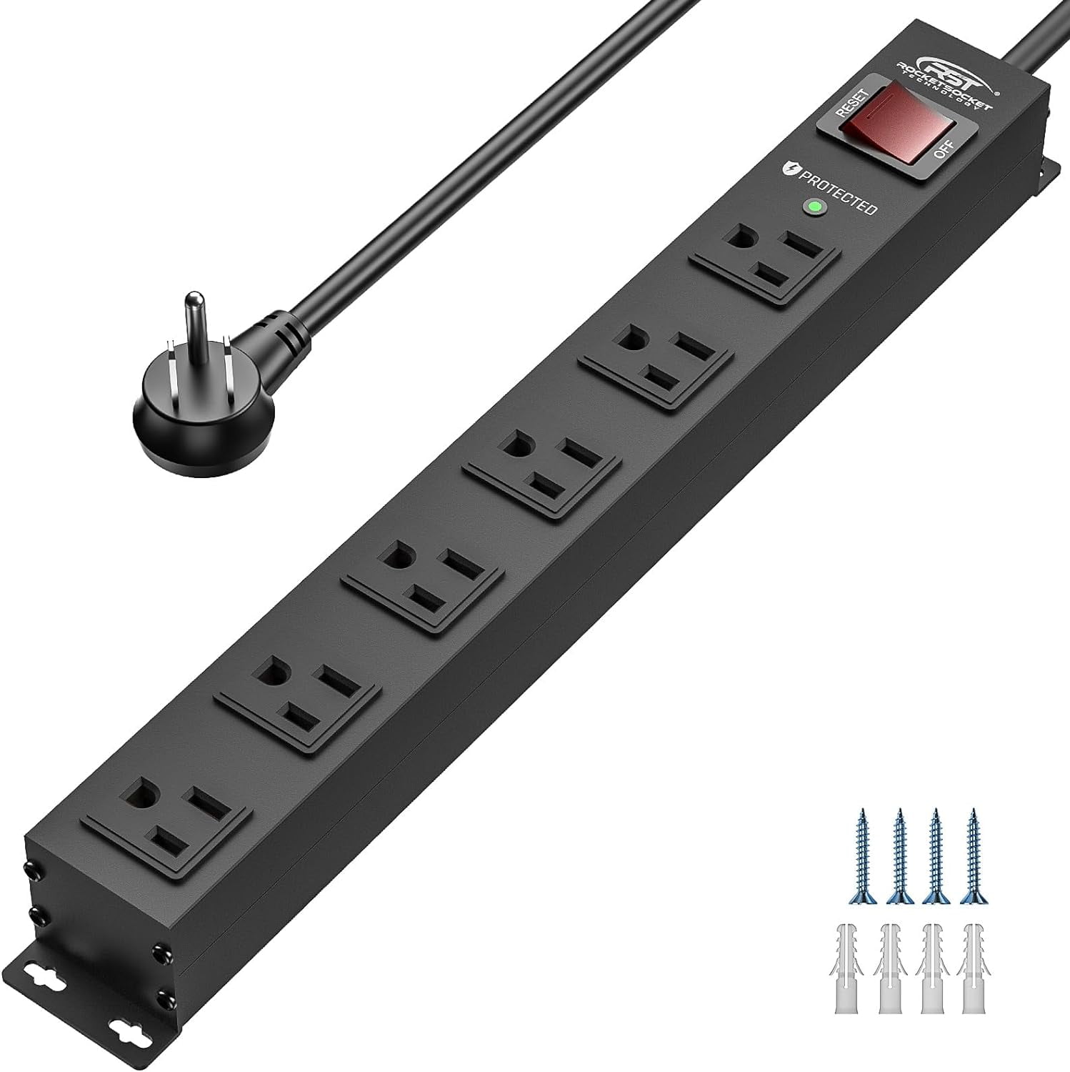 CRST 6 Outlet Heavy Duty Power Strip with Switch, 15A/1875W Metal ...