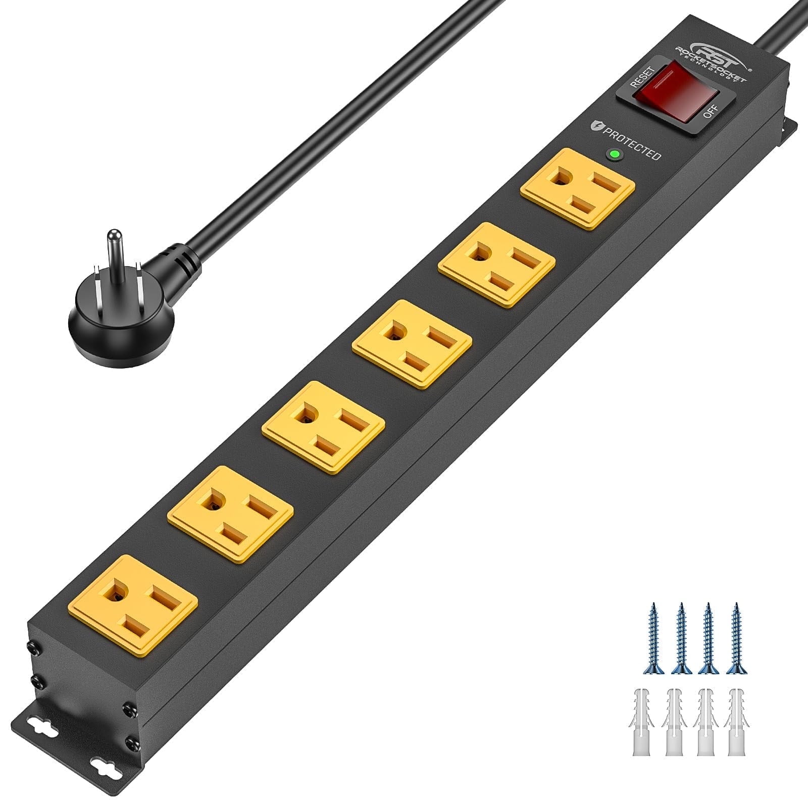 CRST 6 Outlet Surge Protector Power Strip 2100J with Switch, 15A ...