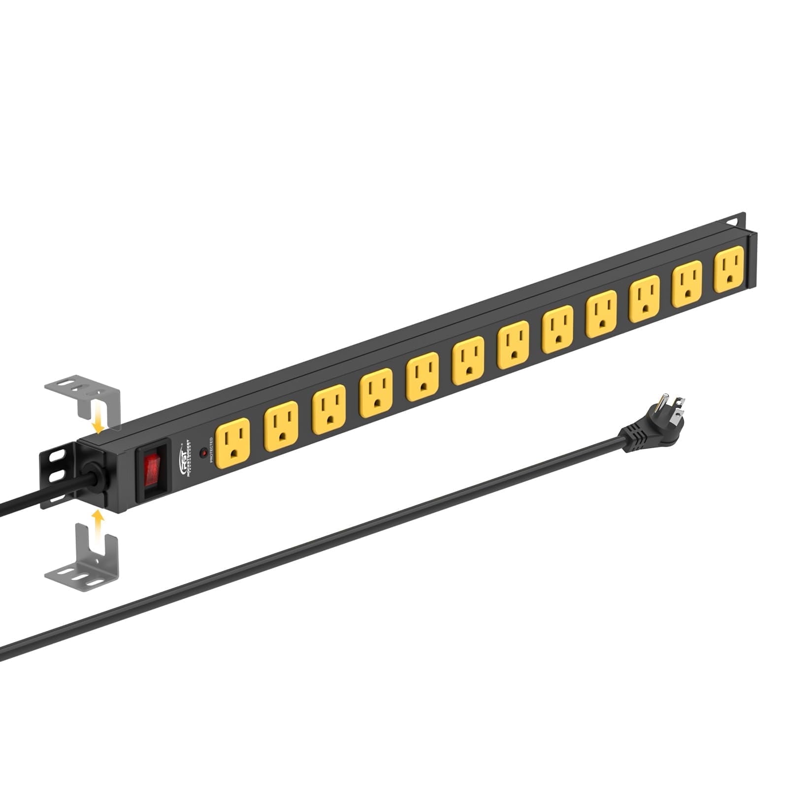 CRST Heavy Duty Long Power Strip, 12-Outlet 2100J Mountable Surge ...