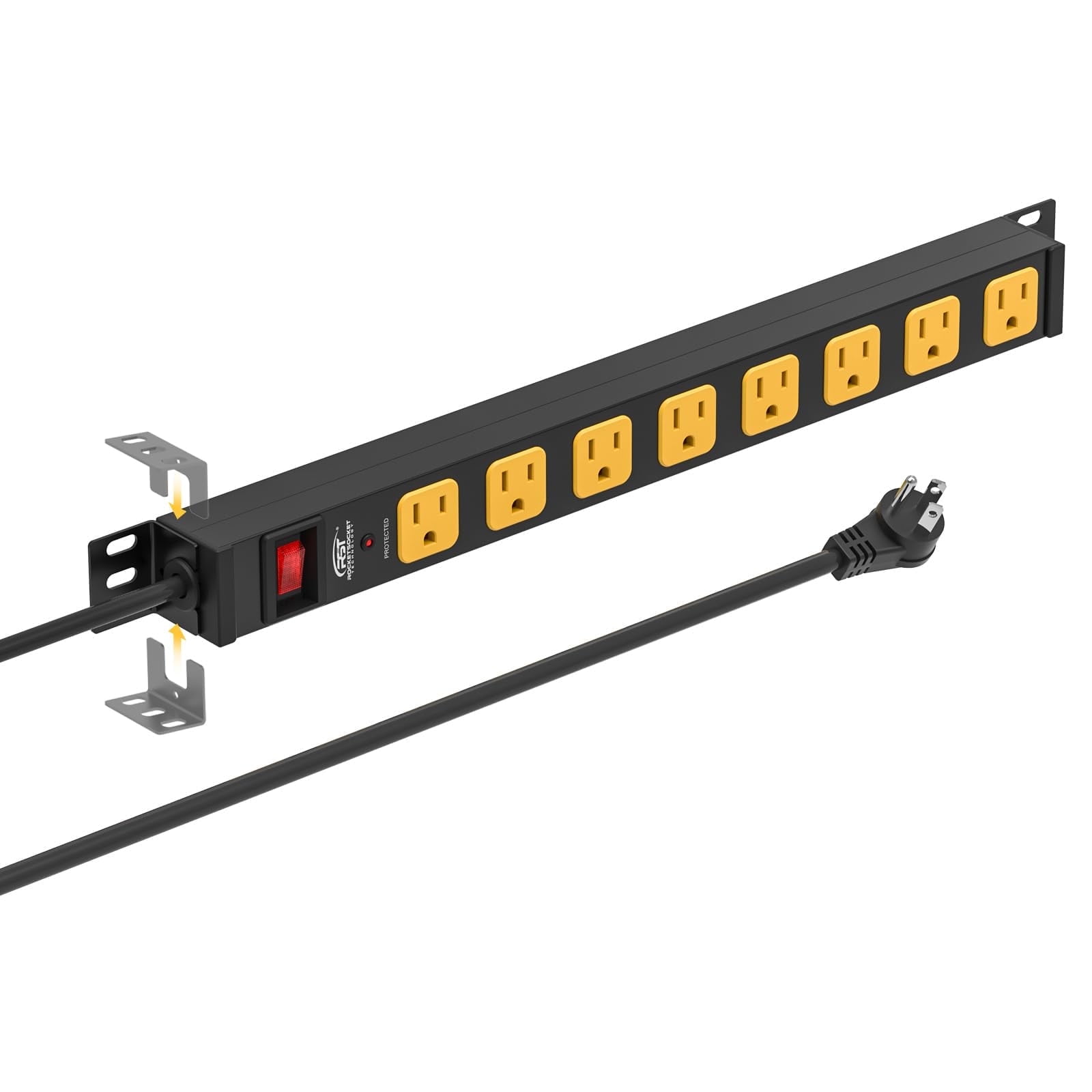 CRST Mountable Long Power Strip, 8-Outlet 2100 Joules Heavy Duty Surge ...