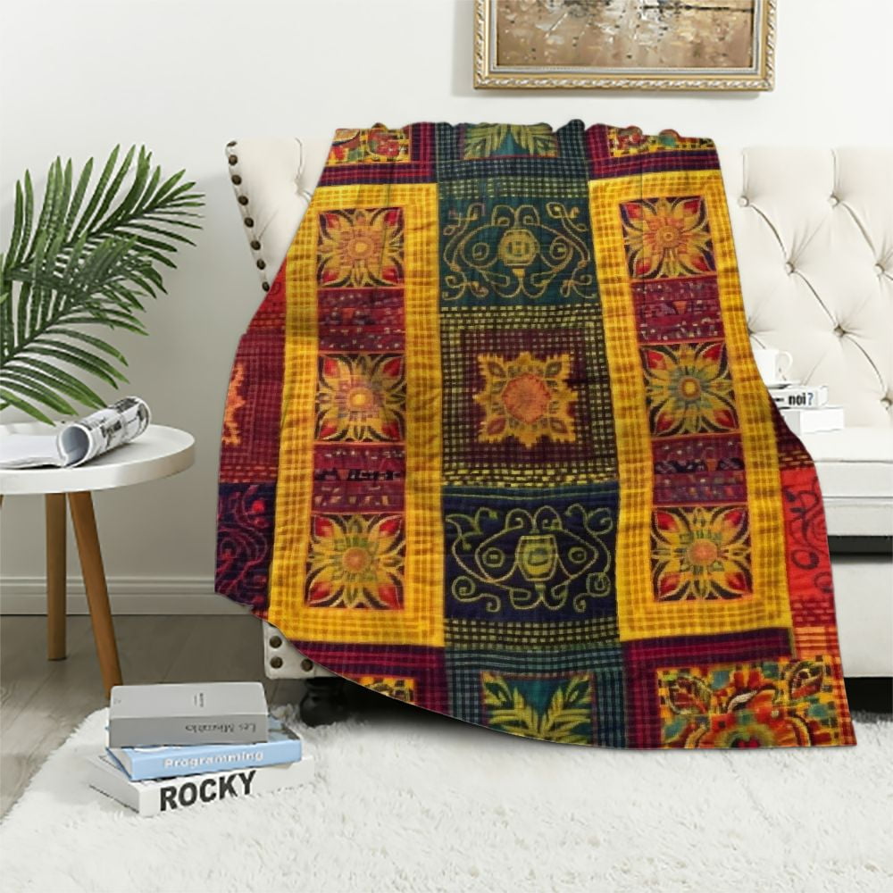 CRTribal Throws Blankets Reversible Colorful Red Blue Boho Hippie ...