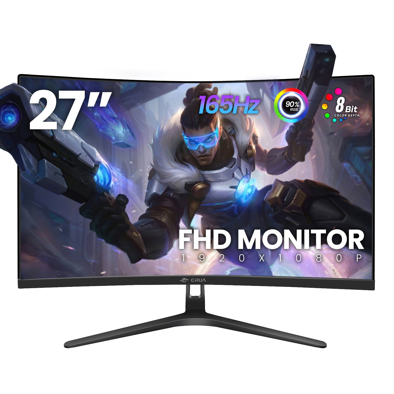 CRUA 24" 75Hz Curved Gaming Monitor - FHD 1080P Frameless Computer ...
