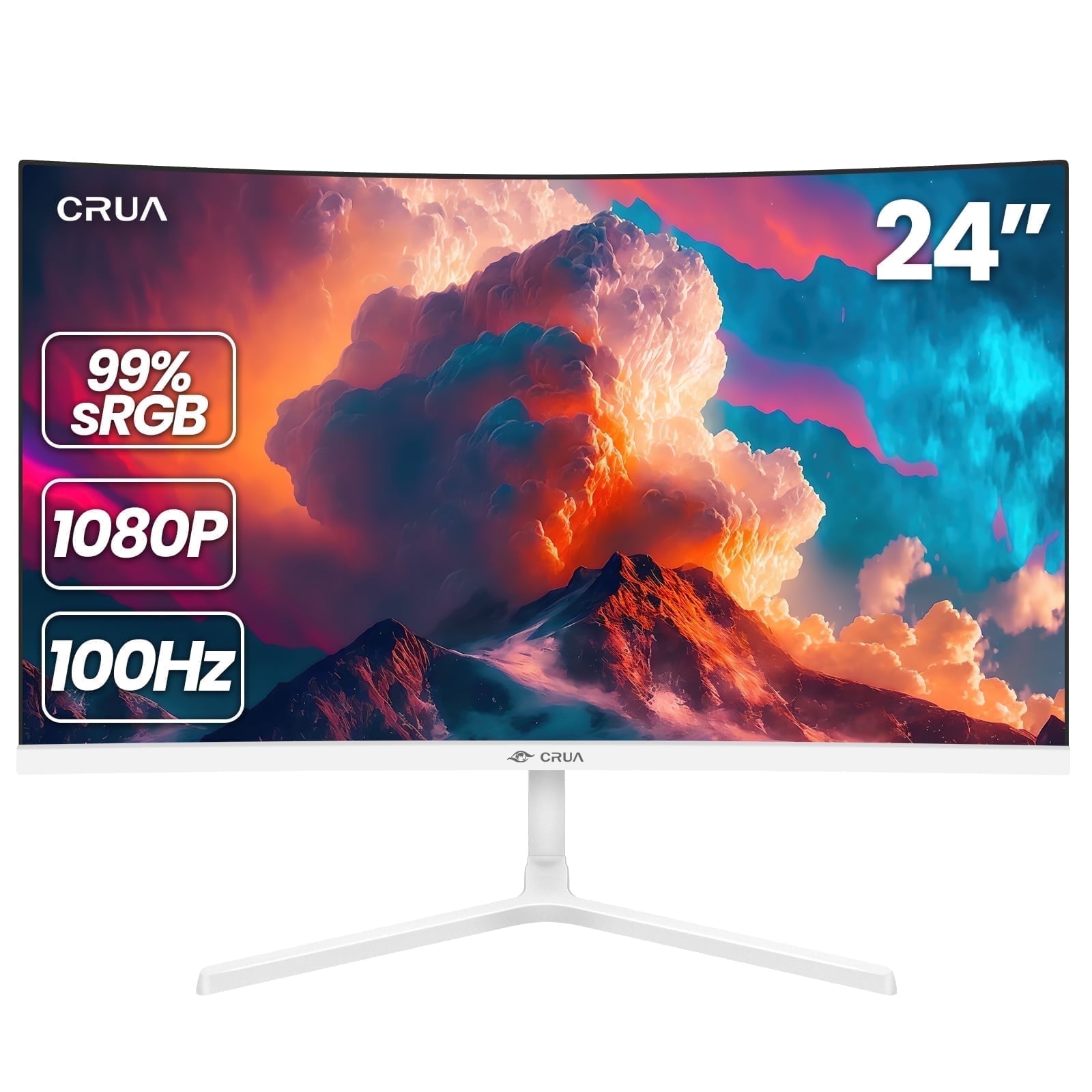 CRUA 24" FHD 100Hz Curved Computer Monitor,1080P Narrow Bezel Office ...