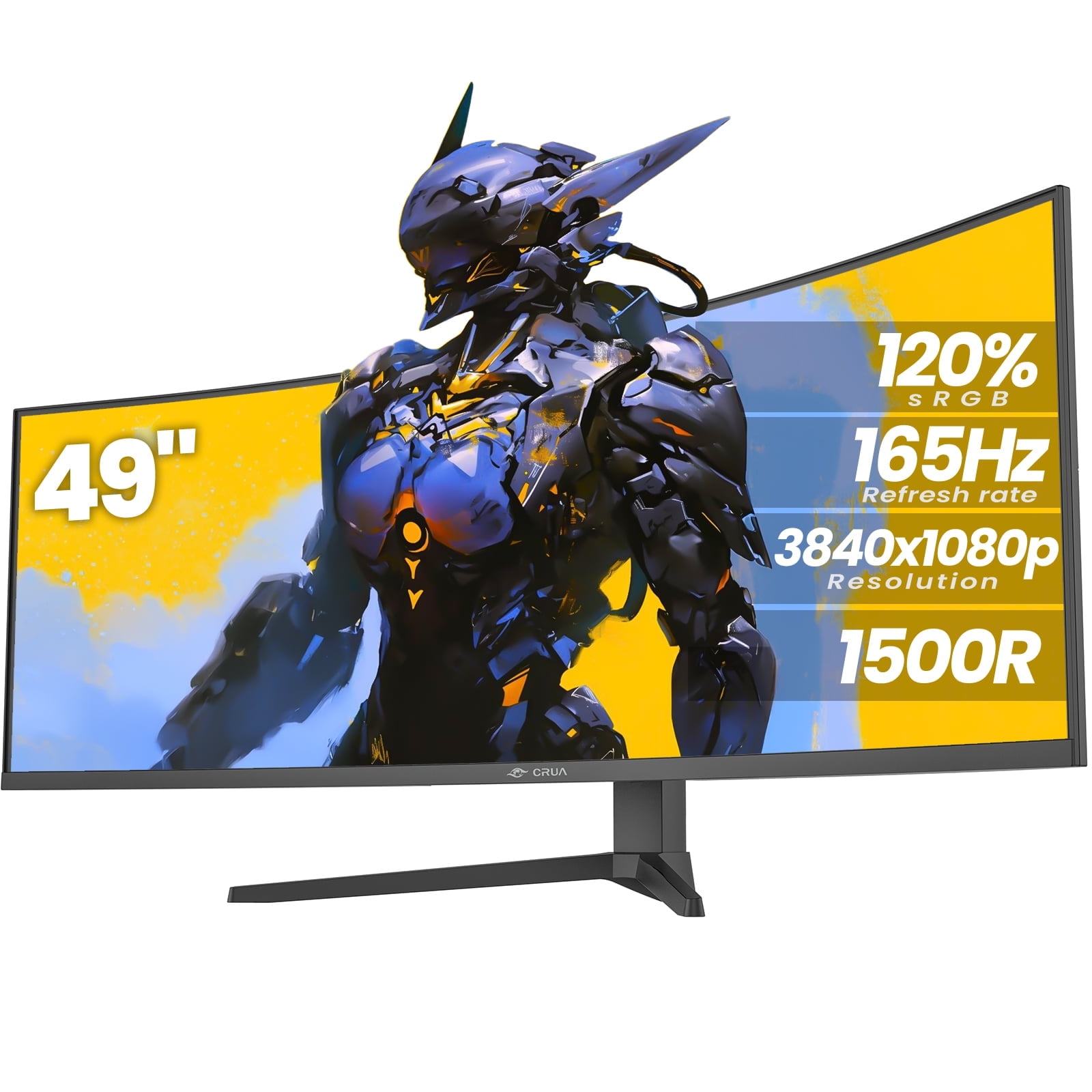 CRUA 49 Inch Ultra-Wide Curved Gaming Monitor, 144Hz/165Hz, DFHD ...