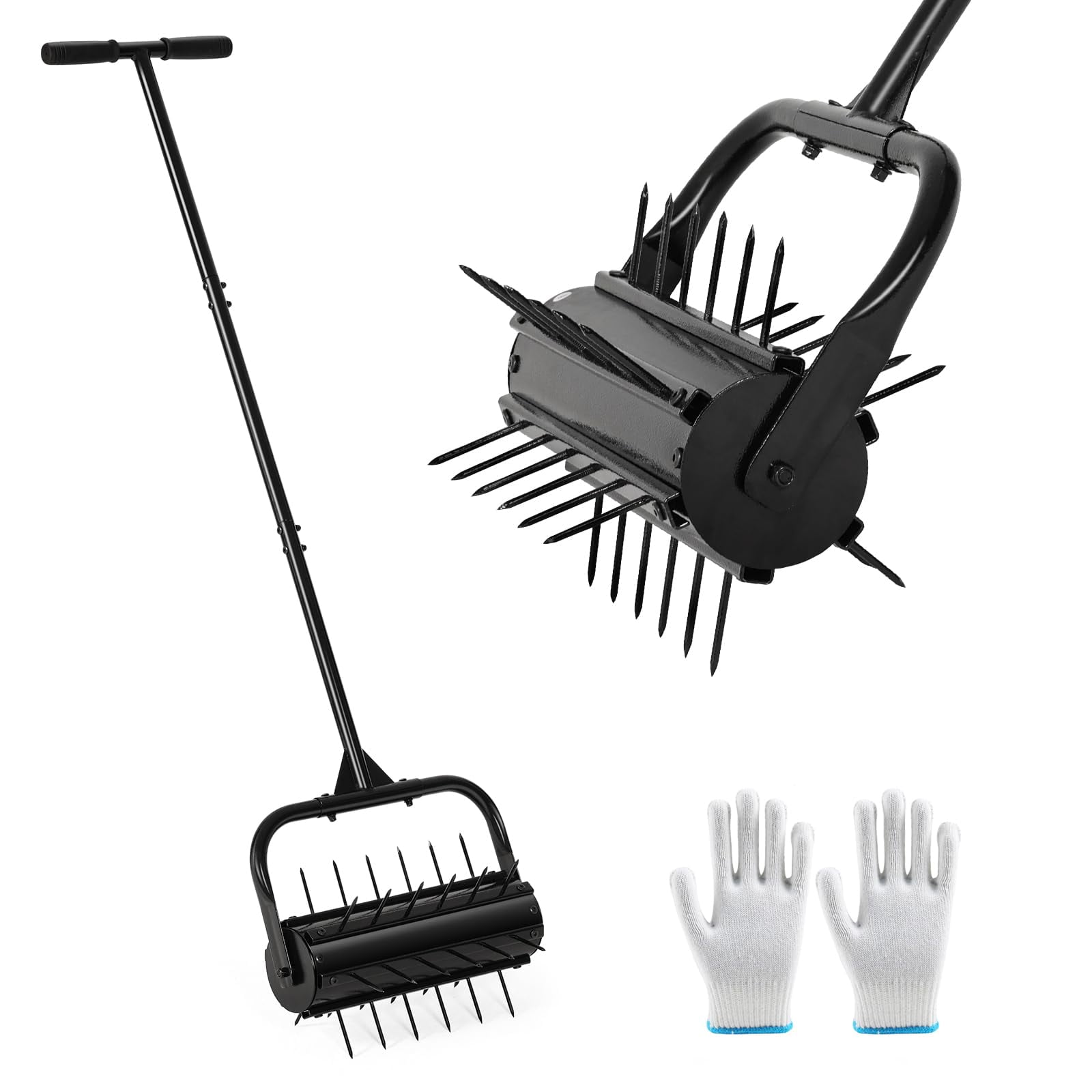 CRUDATE Lawn Aerator, 17'' RRF12 Grass Rolling Aerators Manual Garden ...