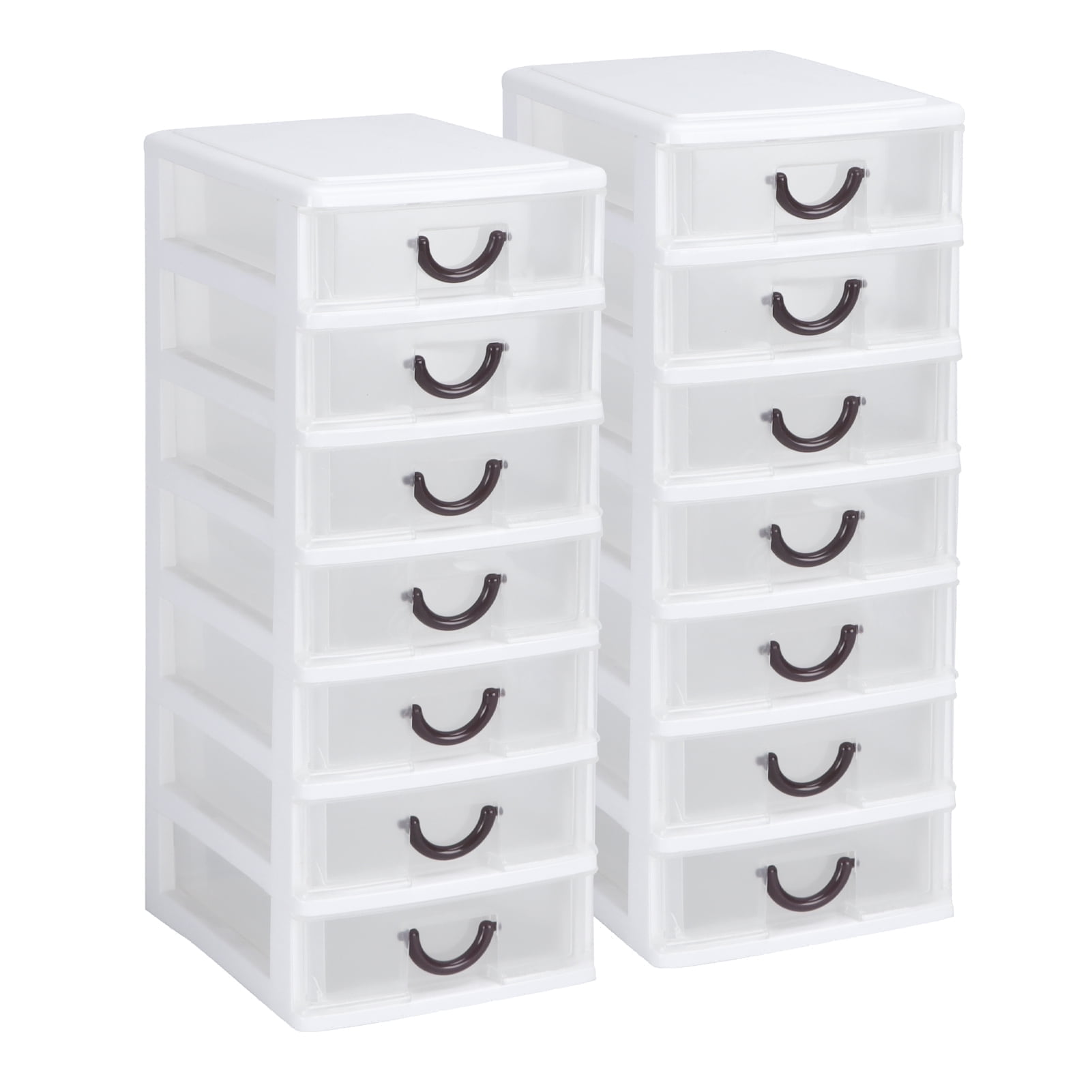 CRUGLA 2 Pack Organized Transparent 7-Tier Mini Plastic Drawers ...