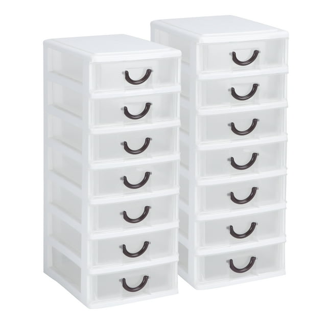 CRUGLA 2 Pack Organized Transparent 7-Tier Mini Plastic Drawers ...