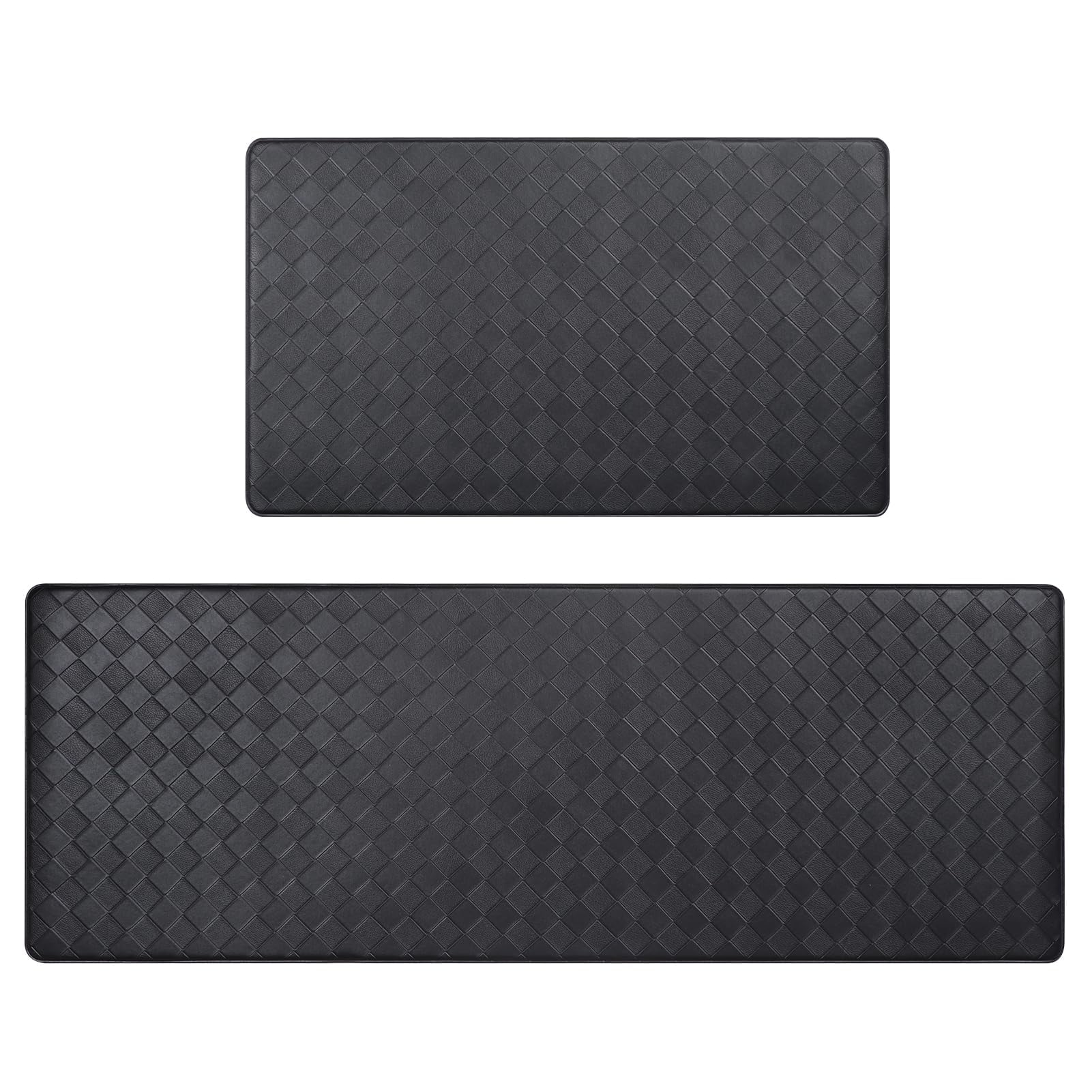 CRUGLA 2 Piece Black Kitchen Rugs Cushioned Anti Fatigue Mat, Thick ...